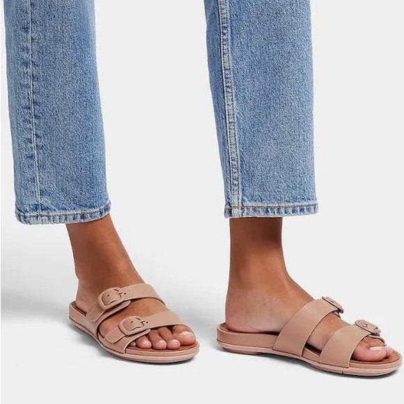 Fitflop | Shoes | Gracie Sz 5buckle Twobar Leather Slides Blush Beige W ...